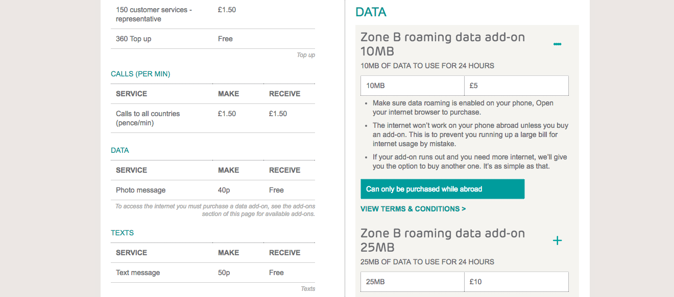 Which are the roaming charges for UK mobile operators when visiting ...