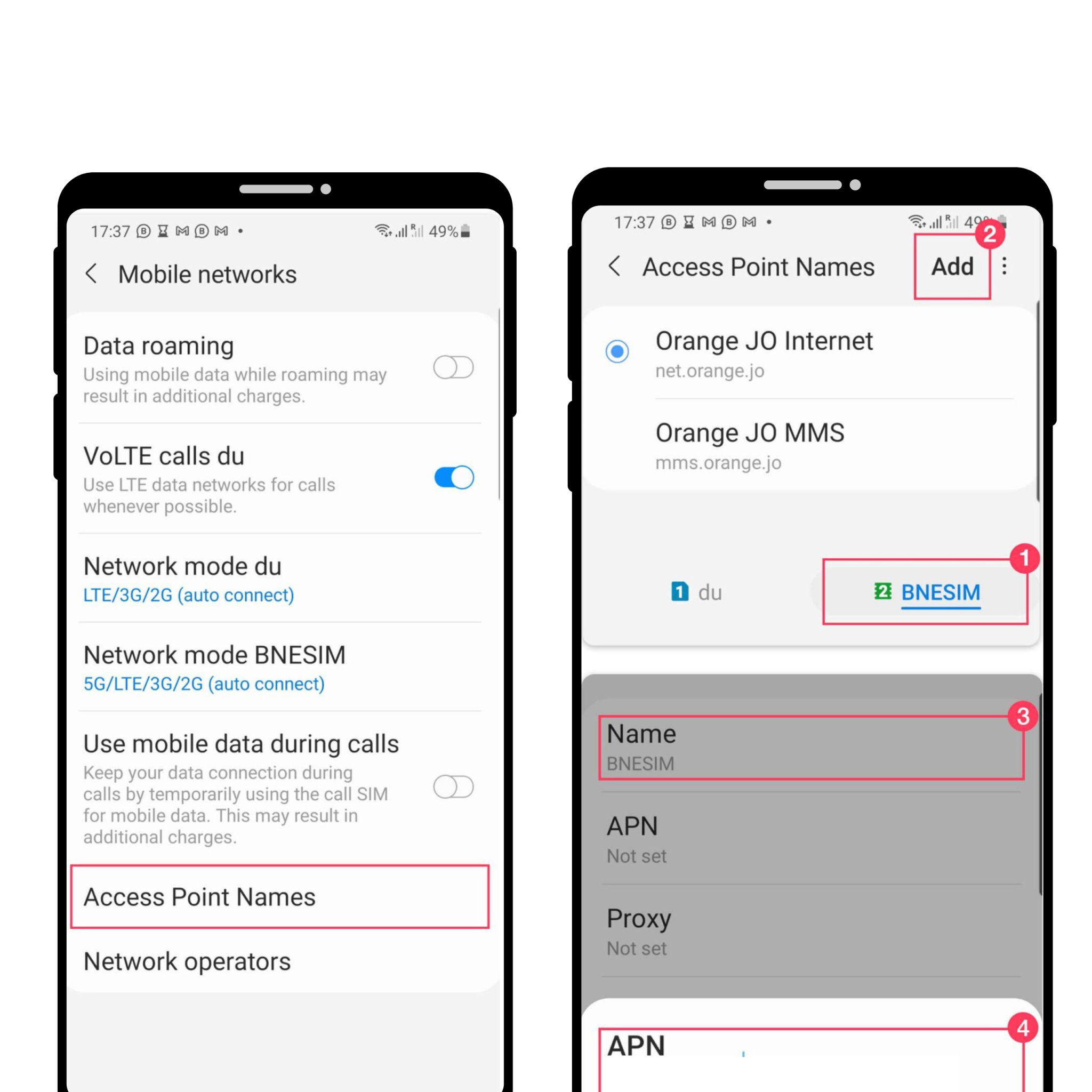 How to set APN for BNESIM eSIM