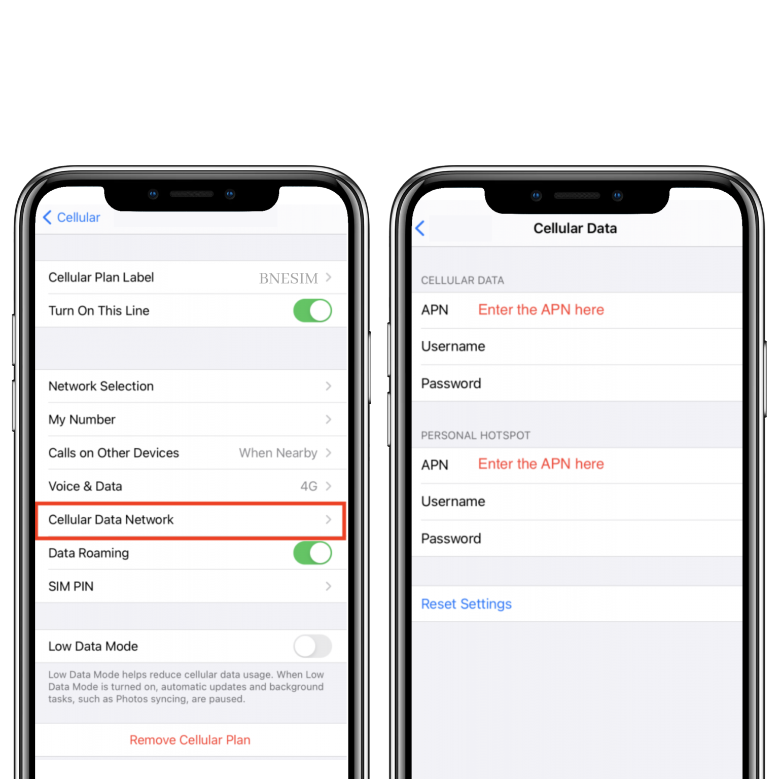 How to set APN for BNESIM eSIM